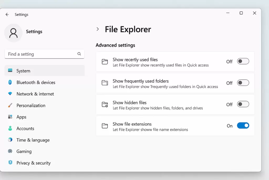 How to Show File Extensions in Windows 11 Using the Settings App ...